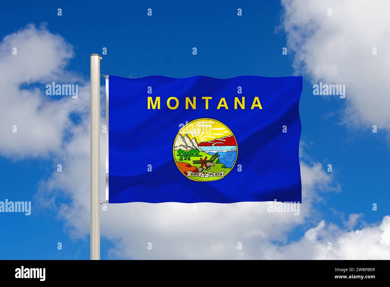 The flag of Montana, state in the USA, studio Stock Photo - Alamy