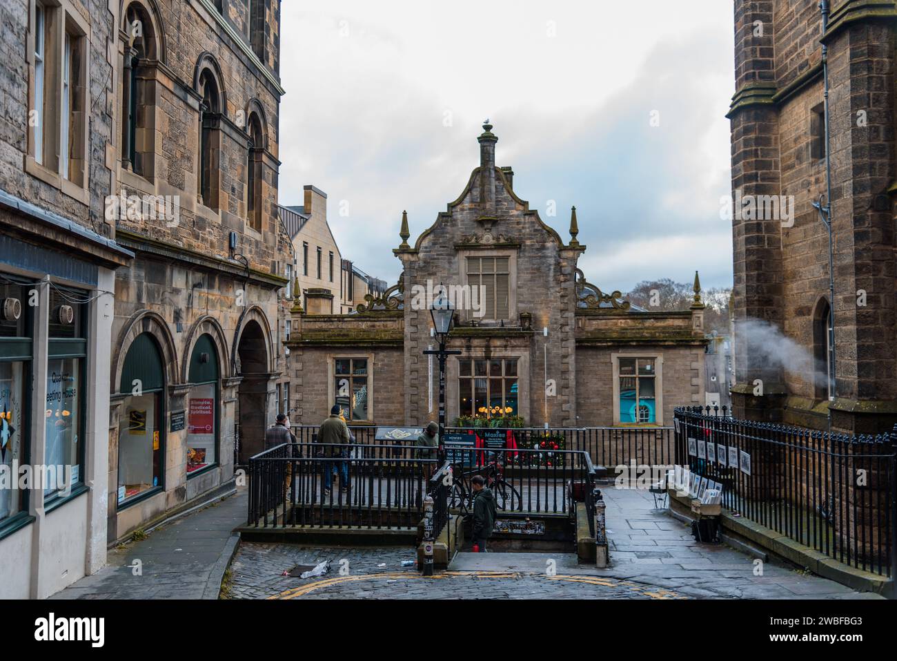 Edinburgh, UK - December 5, 2023: The Upper Bow near Victoria Street in ...