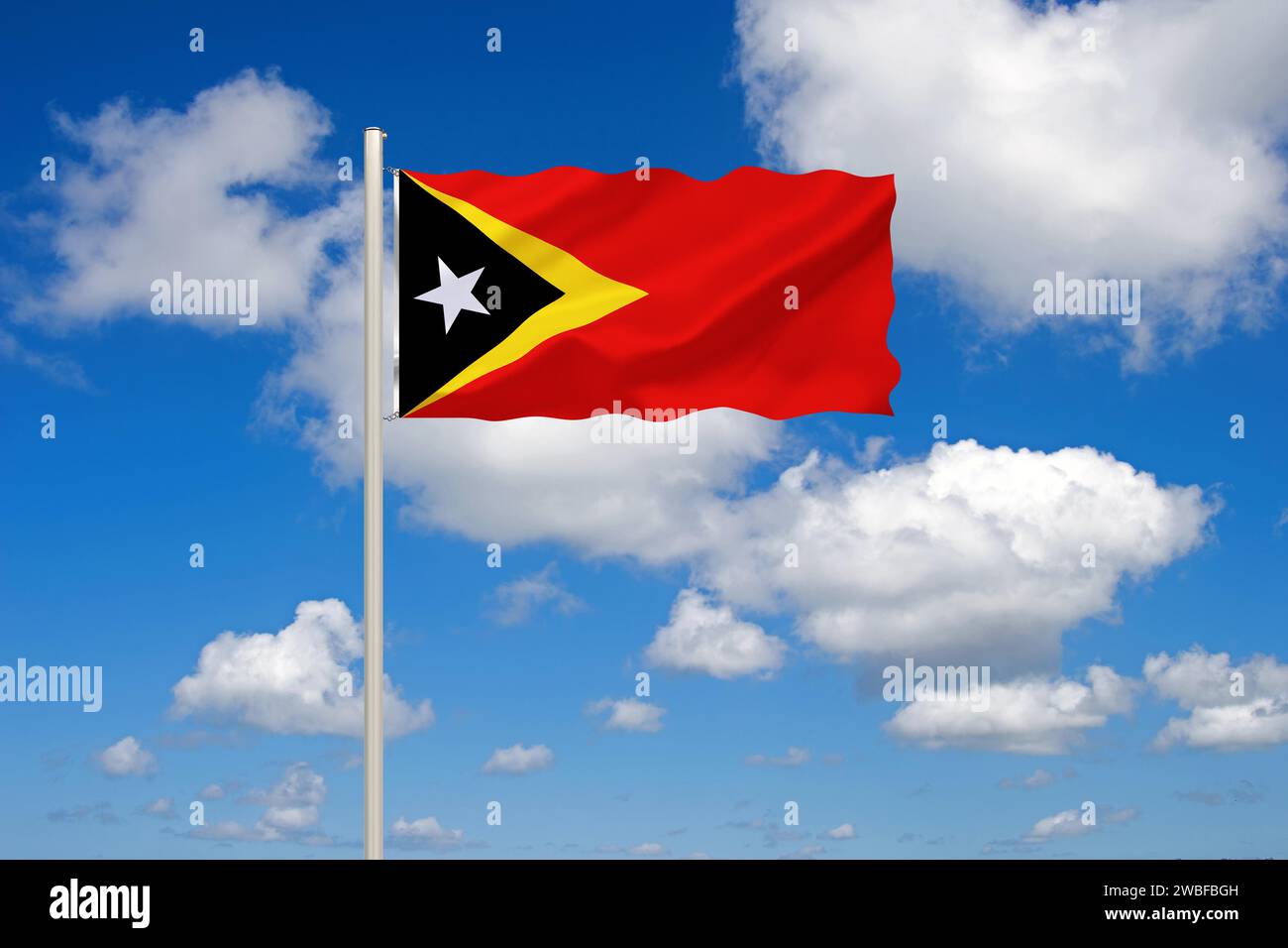 The flag of East Timor, Timor-Leste, country in Asia, studio Stock ...