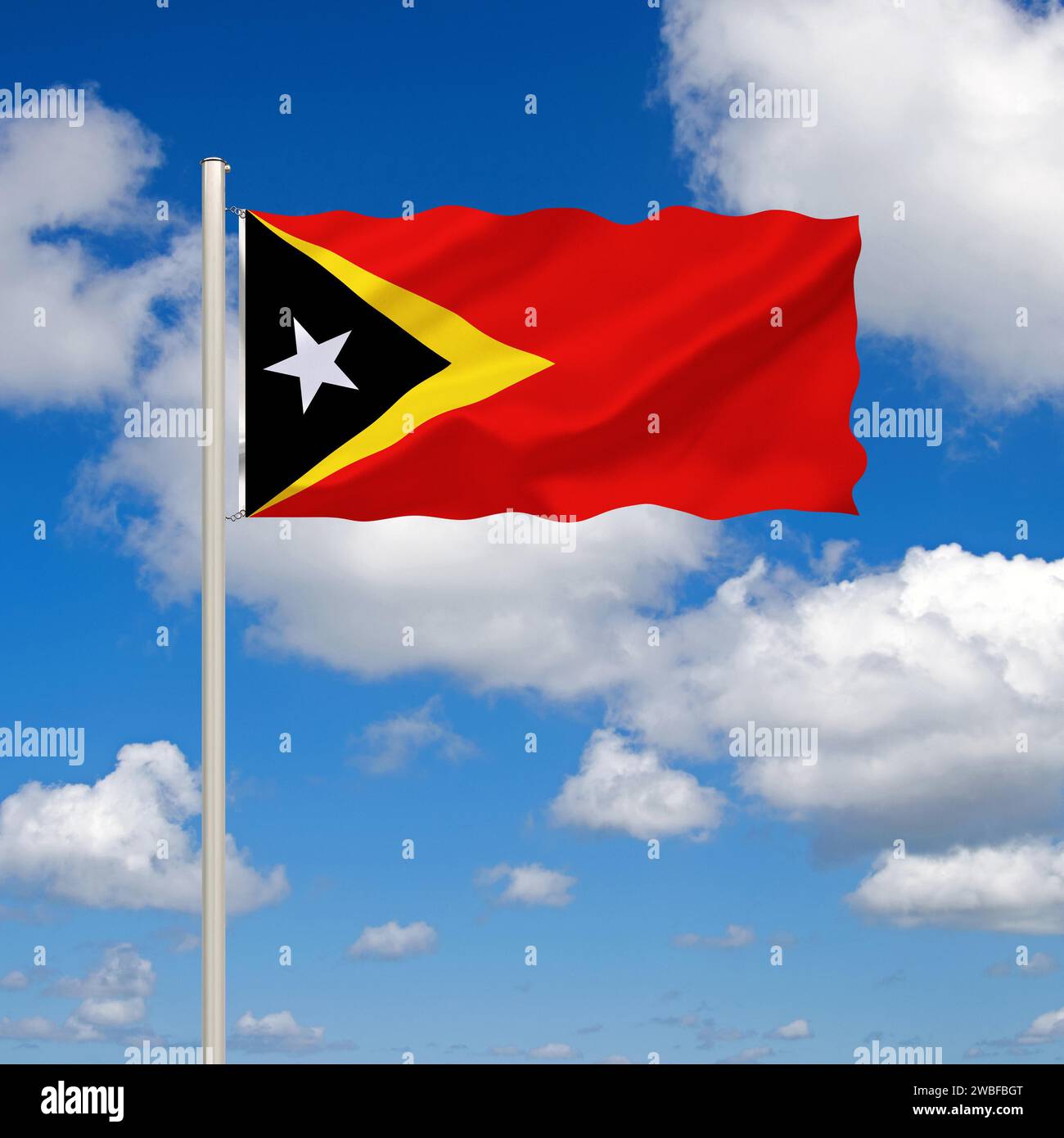 The flag of East Timor, Timor-Leste, country in Asia, studio Stock ...