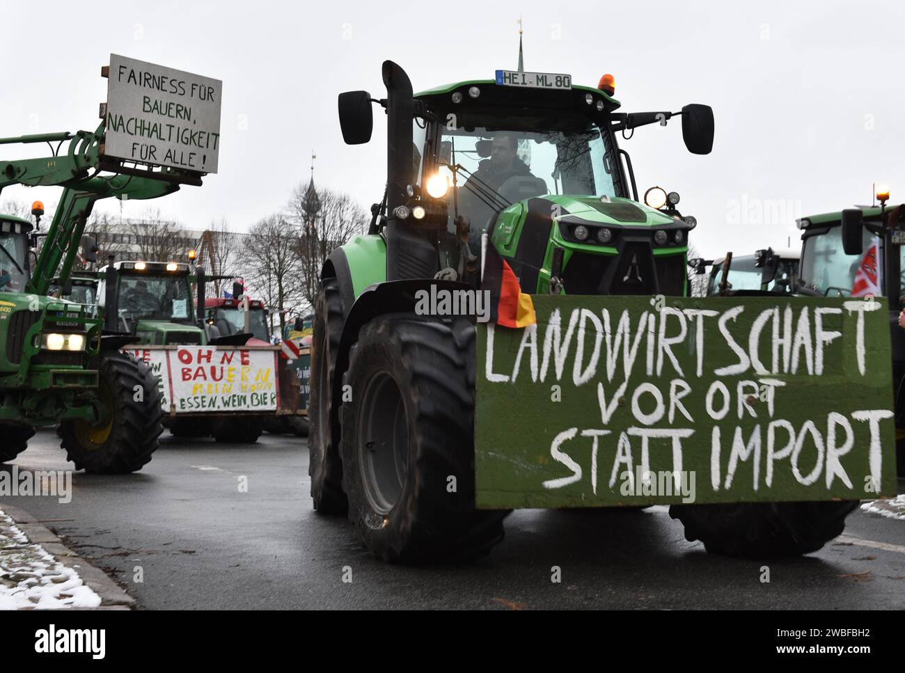 Farmers protest with tractors on 6 January 2024 in Heide, Schleswig ...