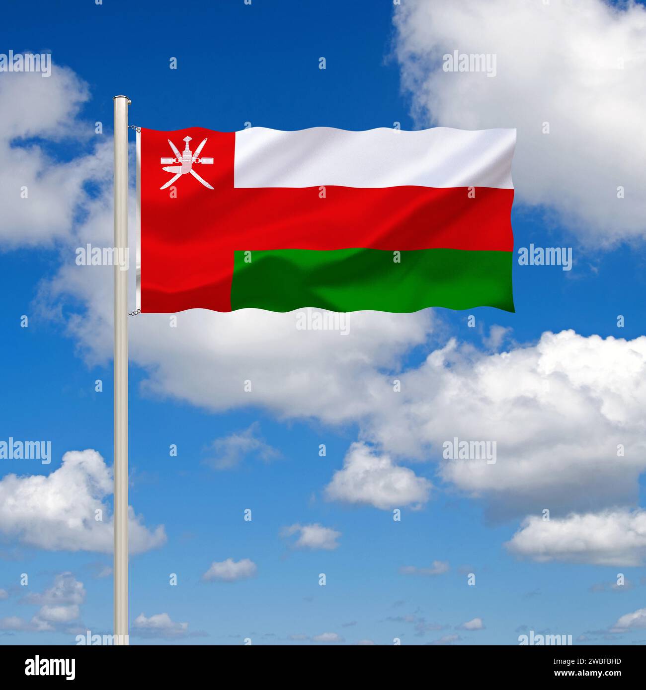 The flag of Oman, country in the Middle East, capital is Muscat ...