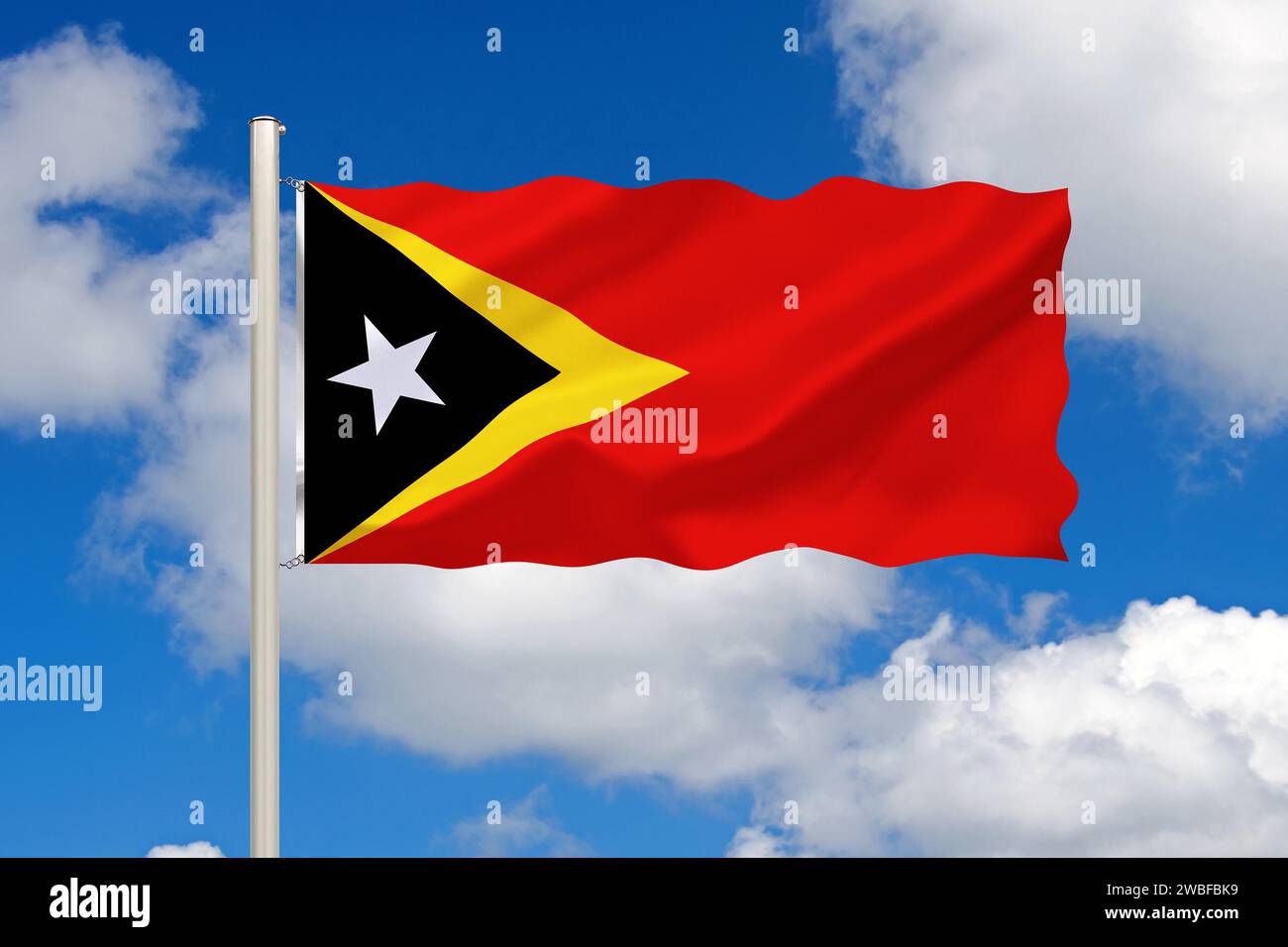 The flag of East Timor, Timor-Leste, country in Asia, studio Stock ...