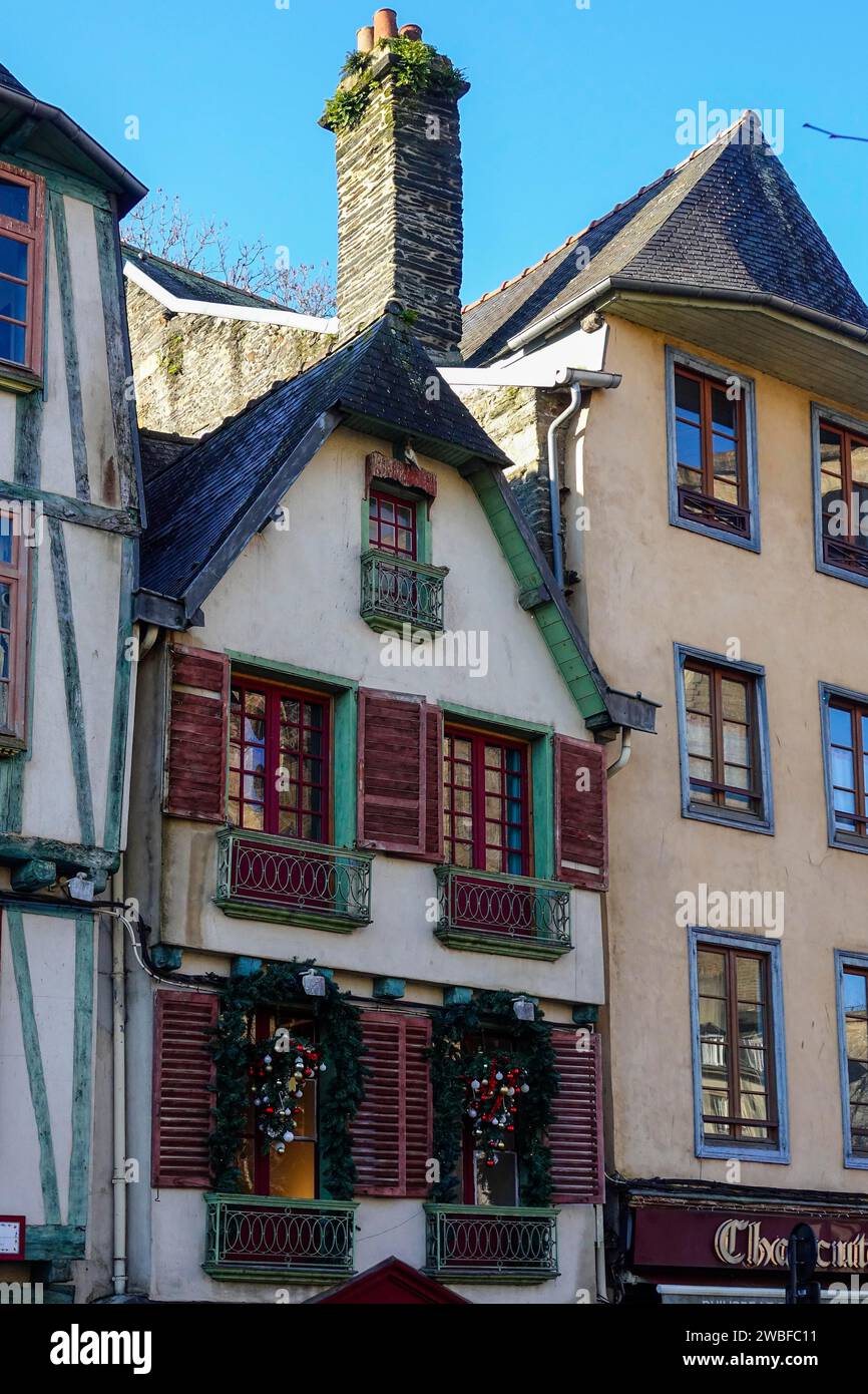 Old residential and commercial buildings on Place des Otages, Morlaix ...