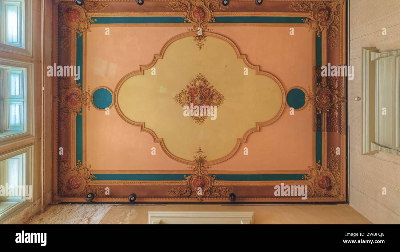 Detailed, artistically designed interior with pastel-coloured ceiling ...