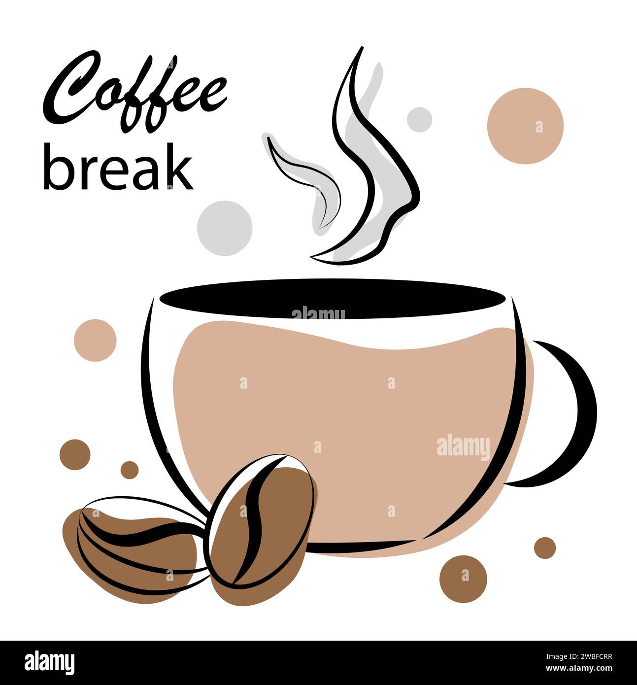 Coffee beans vector line Stock Vector Images - Alamy