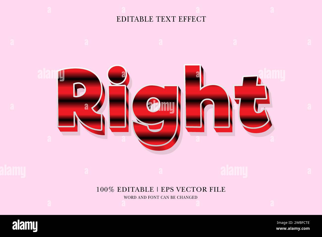 Right editable 3d text effect for vector illustration Stock Vector ...