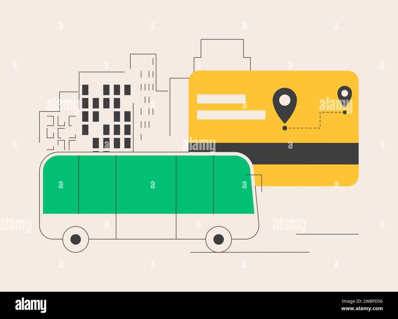 Public transport travel pass card abstract concept vector illustration ...