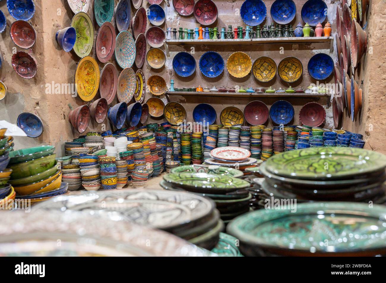Handmade ceramic products in a pottery, Tamegroute, Morocco Stock Photo ...
