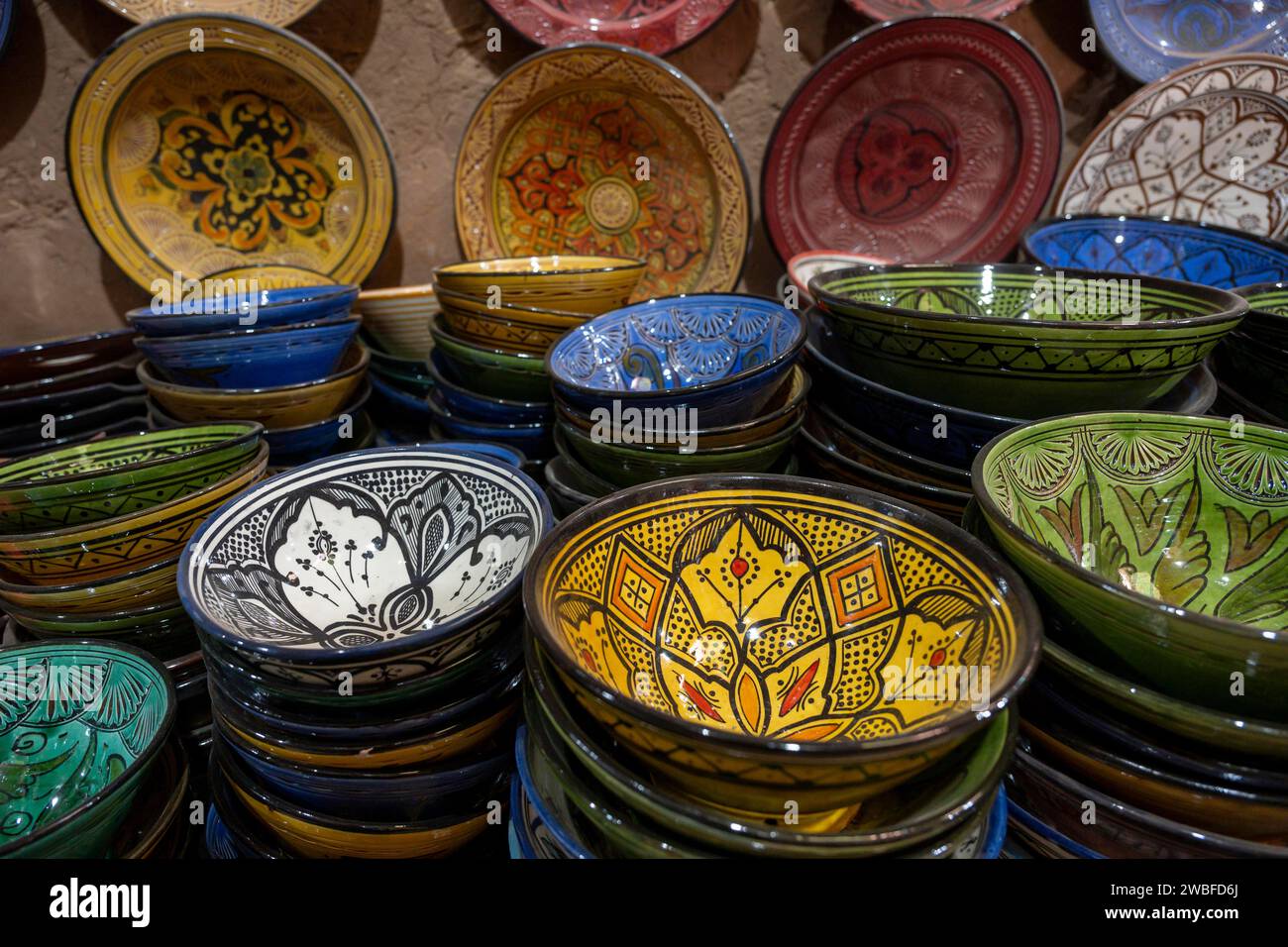 Handmade ceramic products in a pottery, Tamegroute, Morocco Stock Photo ...