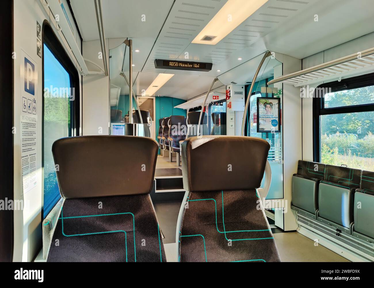 View from the empty local train RE50, main station, Muenster, North ...