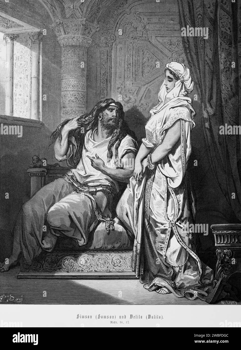 Samson or Samson and Delilah, Book of Judges, Chapter 16, Bible ...