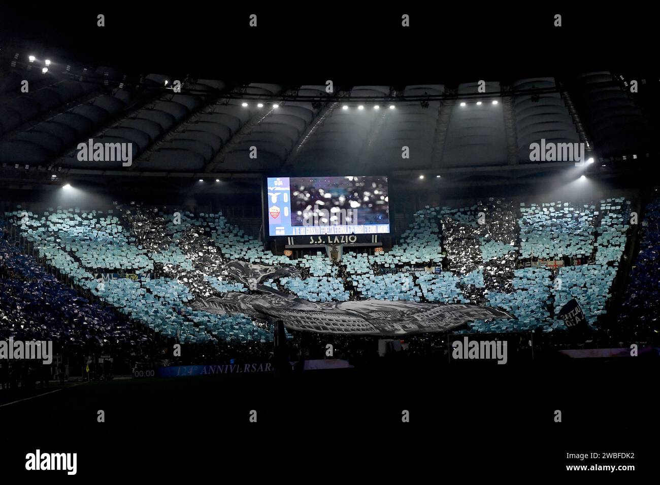 Rome, Italy. 10th Jan, 2024. Lazio fans show a choreography during the ...