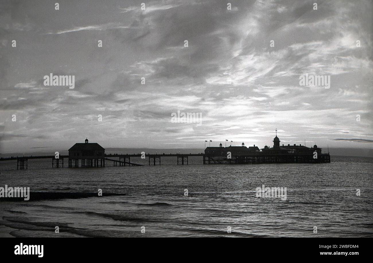 1960, historical, evening time and a view of Margate pier - commonly ...