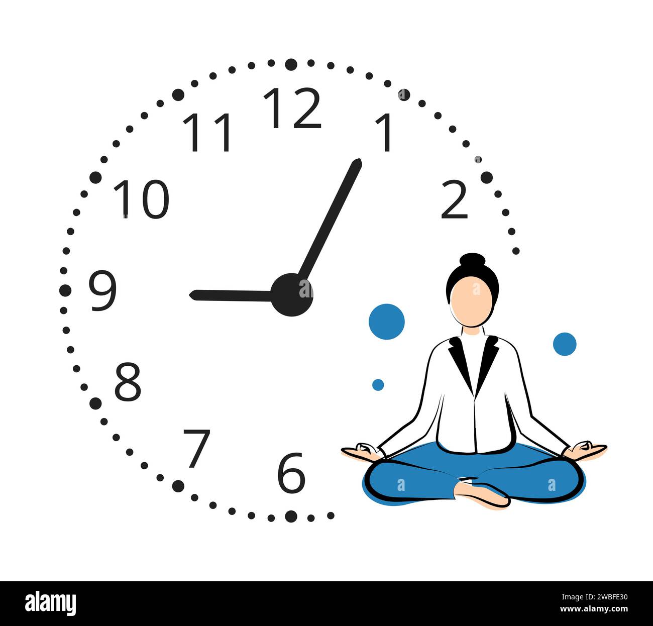 Time management. Girl and clock on white background Stock Vector Image ...