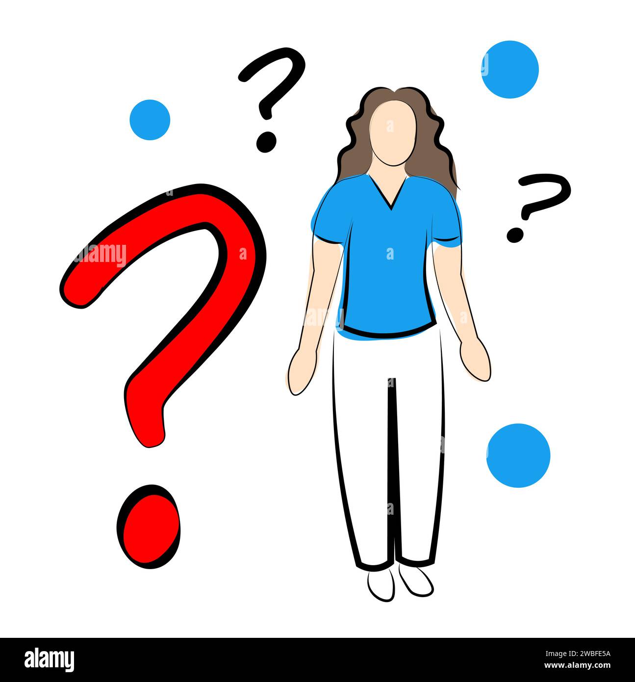A girl and a question mark. Doodle illustration Stock Vector Image ...