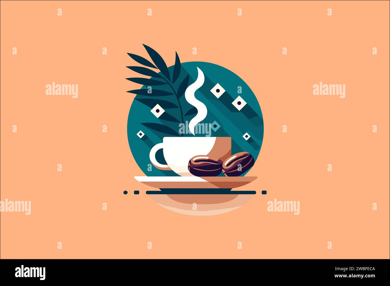 Arabic Coffee Cup With Steam Flat Illustrations Stock Photo Alamy