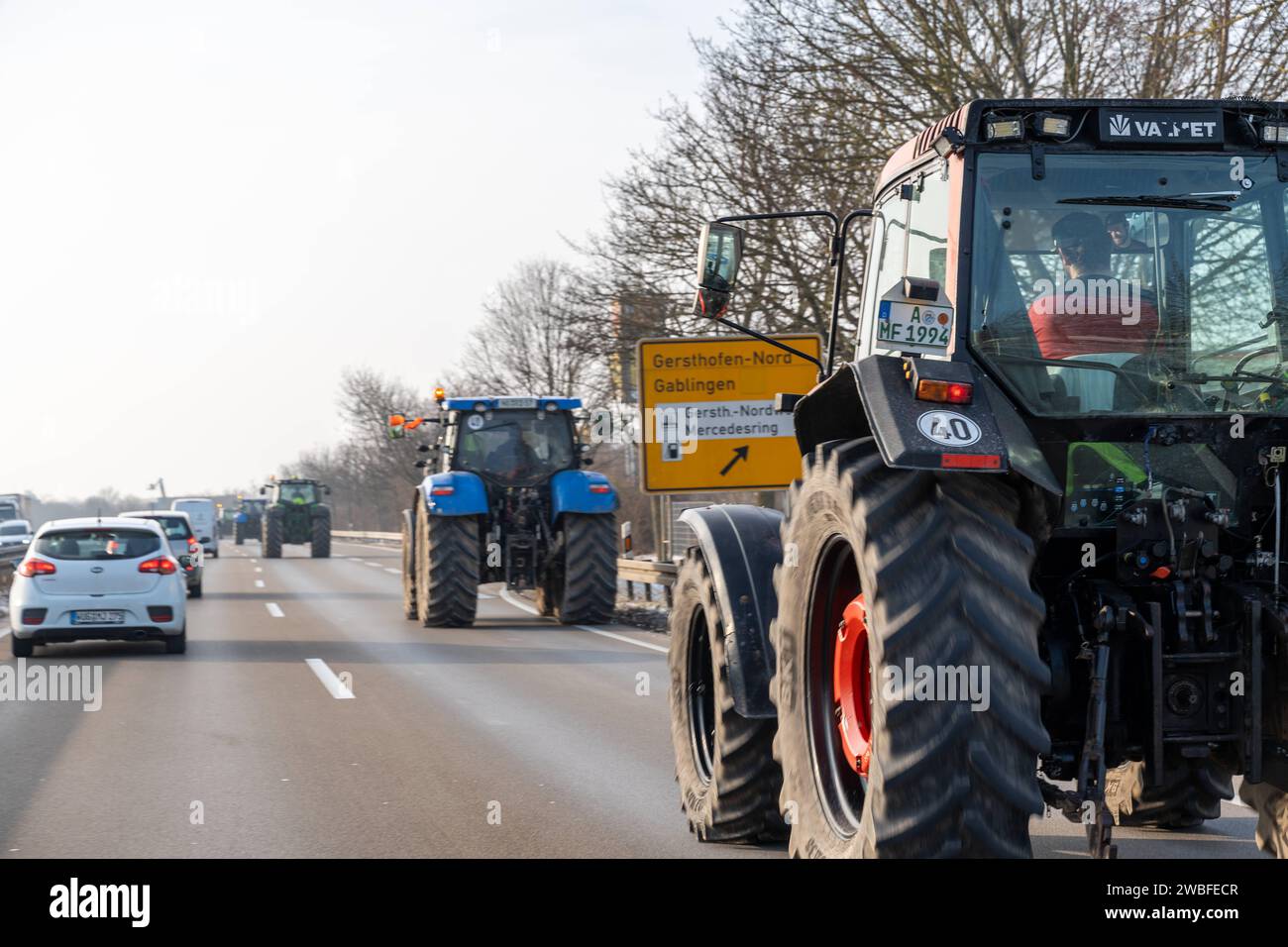 Augsburg, Bavaria, Germany - January 10, 2024: Farmers protest week and ...