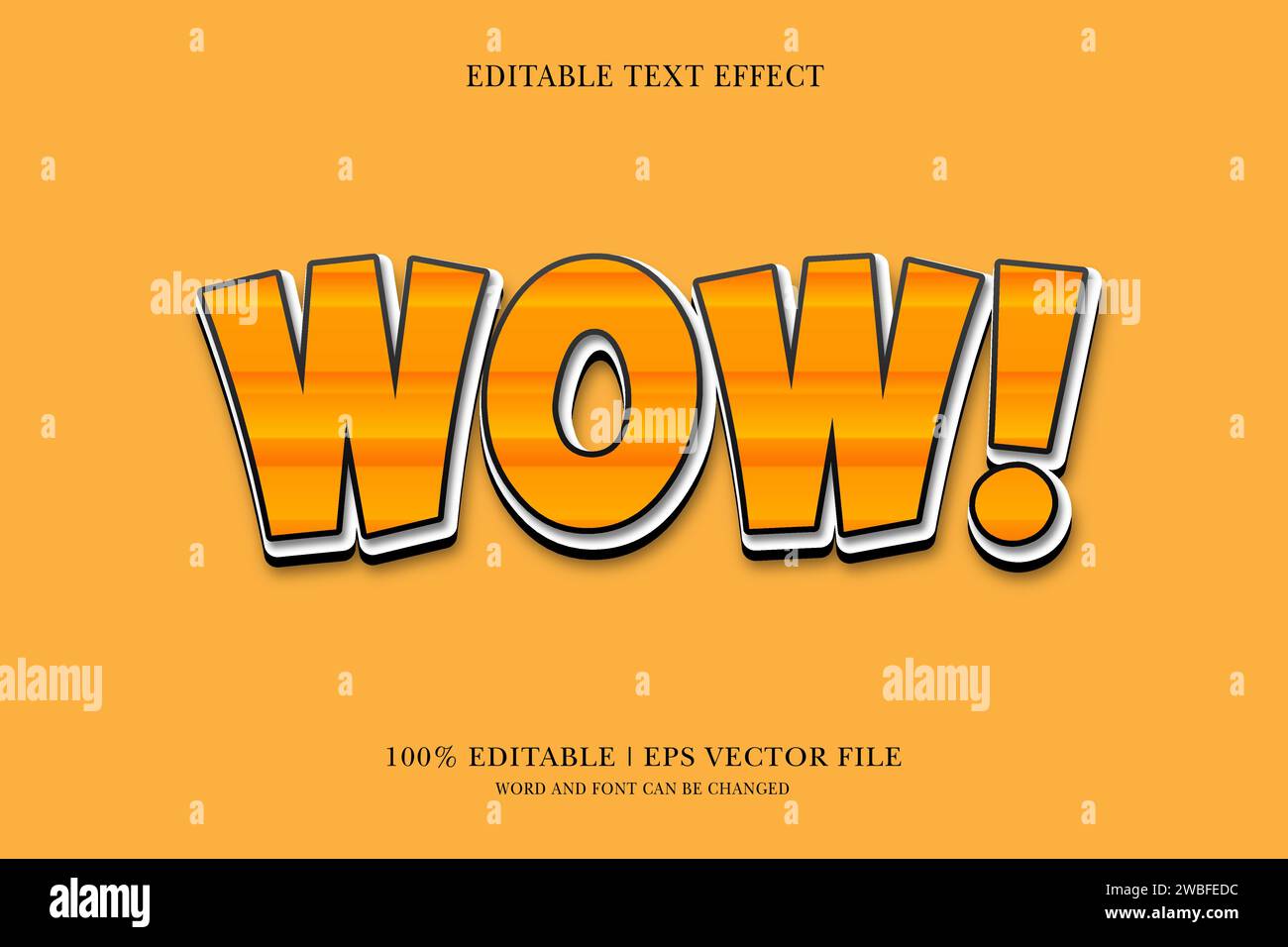 Wow! editable 3d text effect for vector illustration Stock Vector Image ...