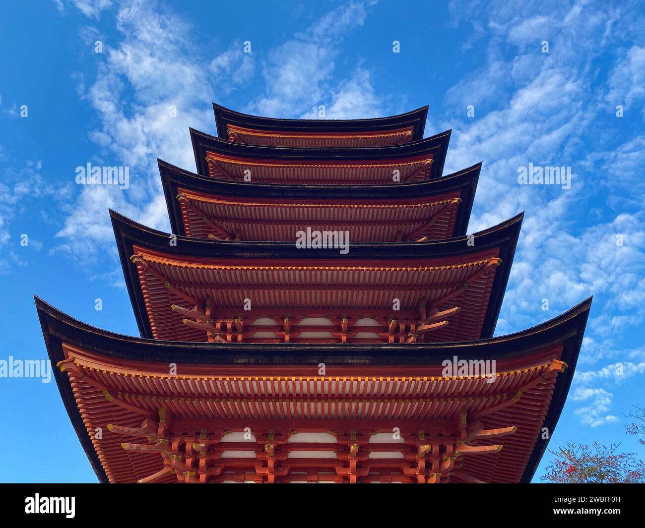 View of famous Itsukushima shrine on Miyajima island in Hatsukaichi ...