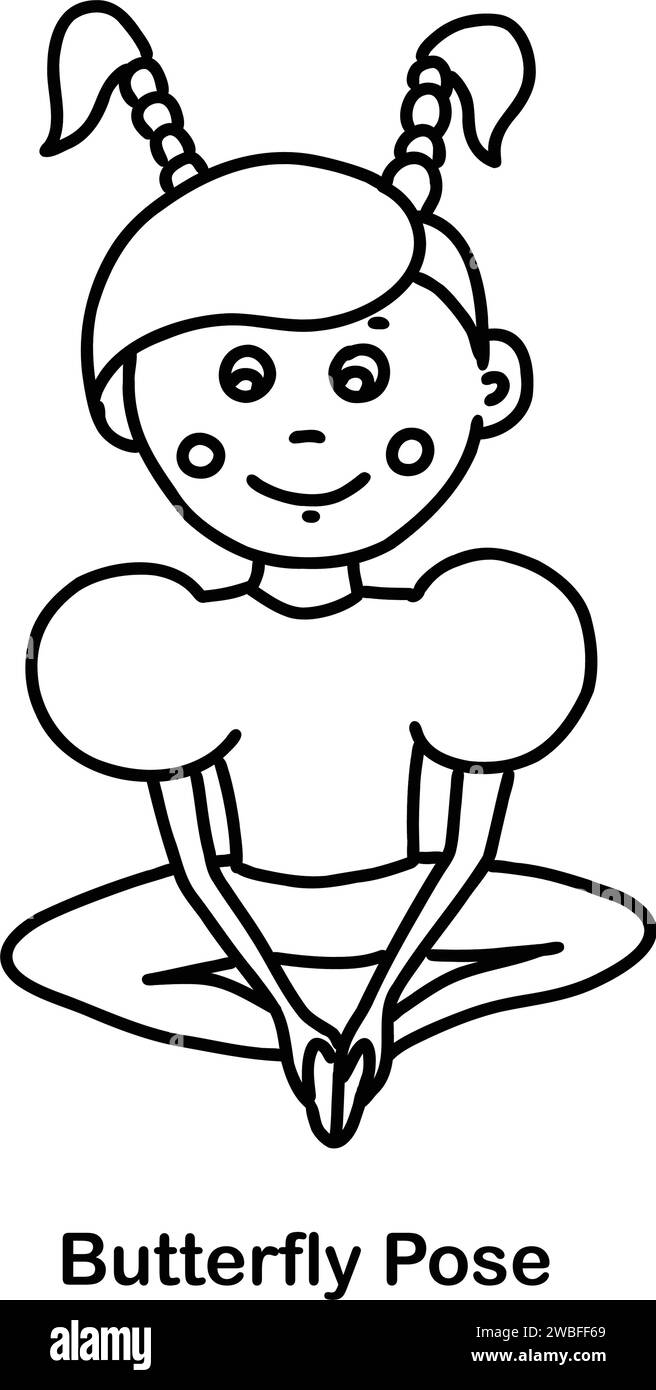 Kids yoga butterfly pose. Vector cartoon illustration Stock Vector ...