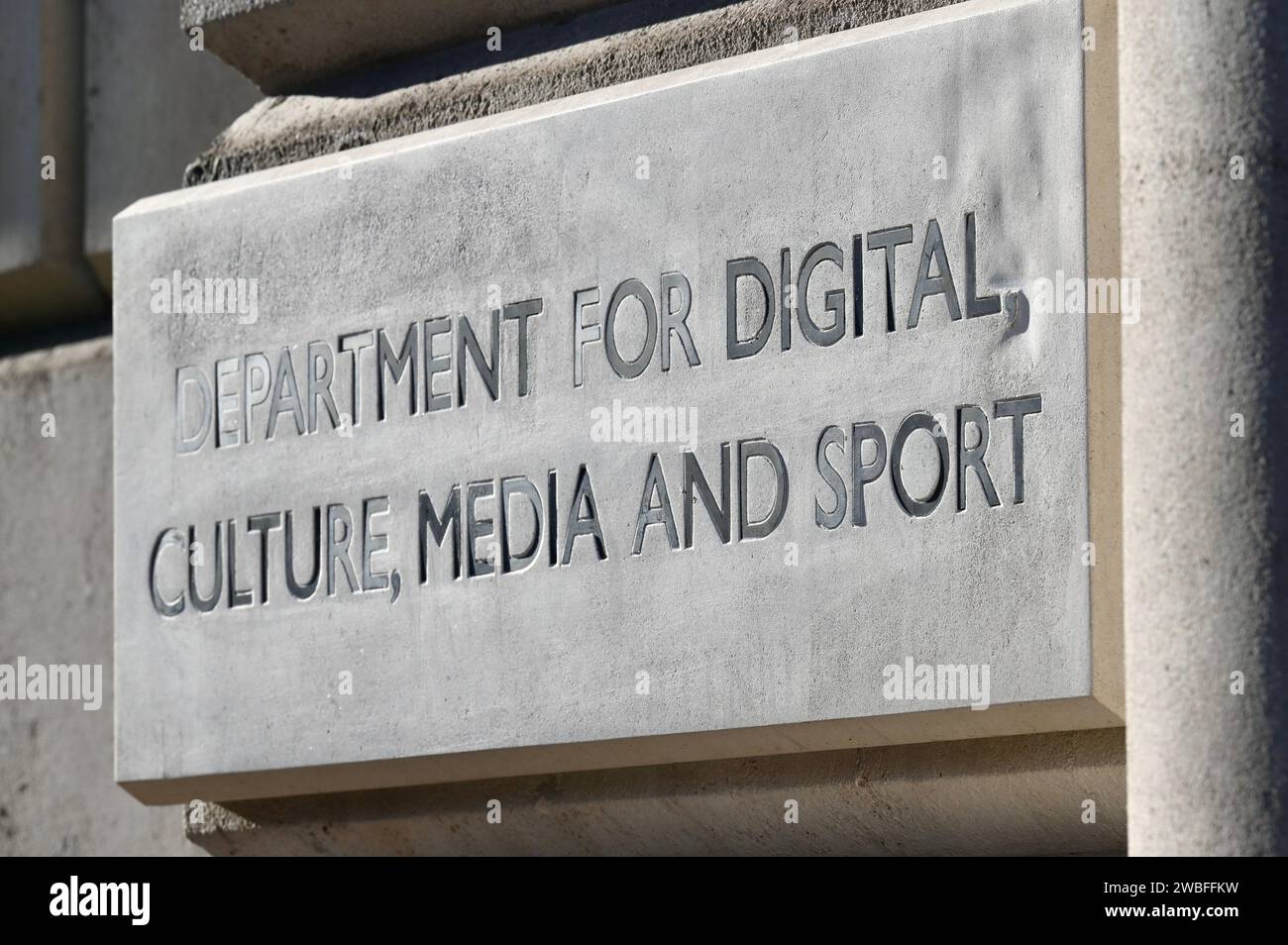Department for Digital, Culture, Media and Sport Sign, Whitehall ...