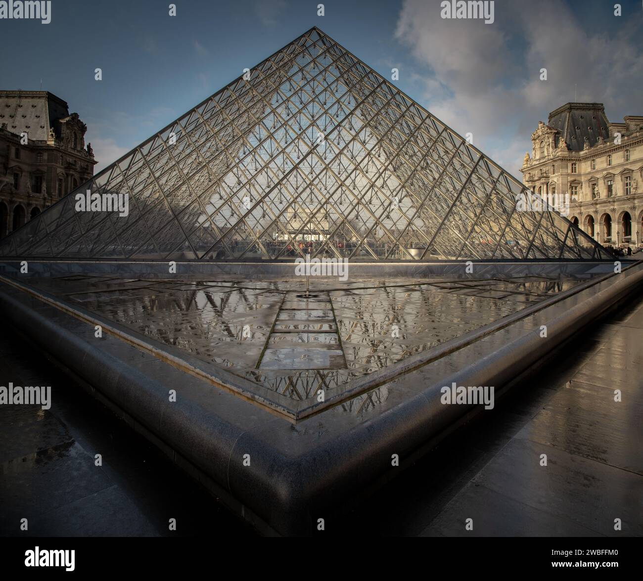 France, Paris - Jan 03, 2024 - At the front of Famous Louvre Museum and ...