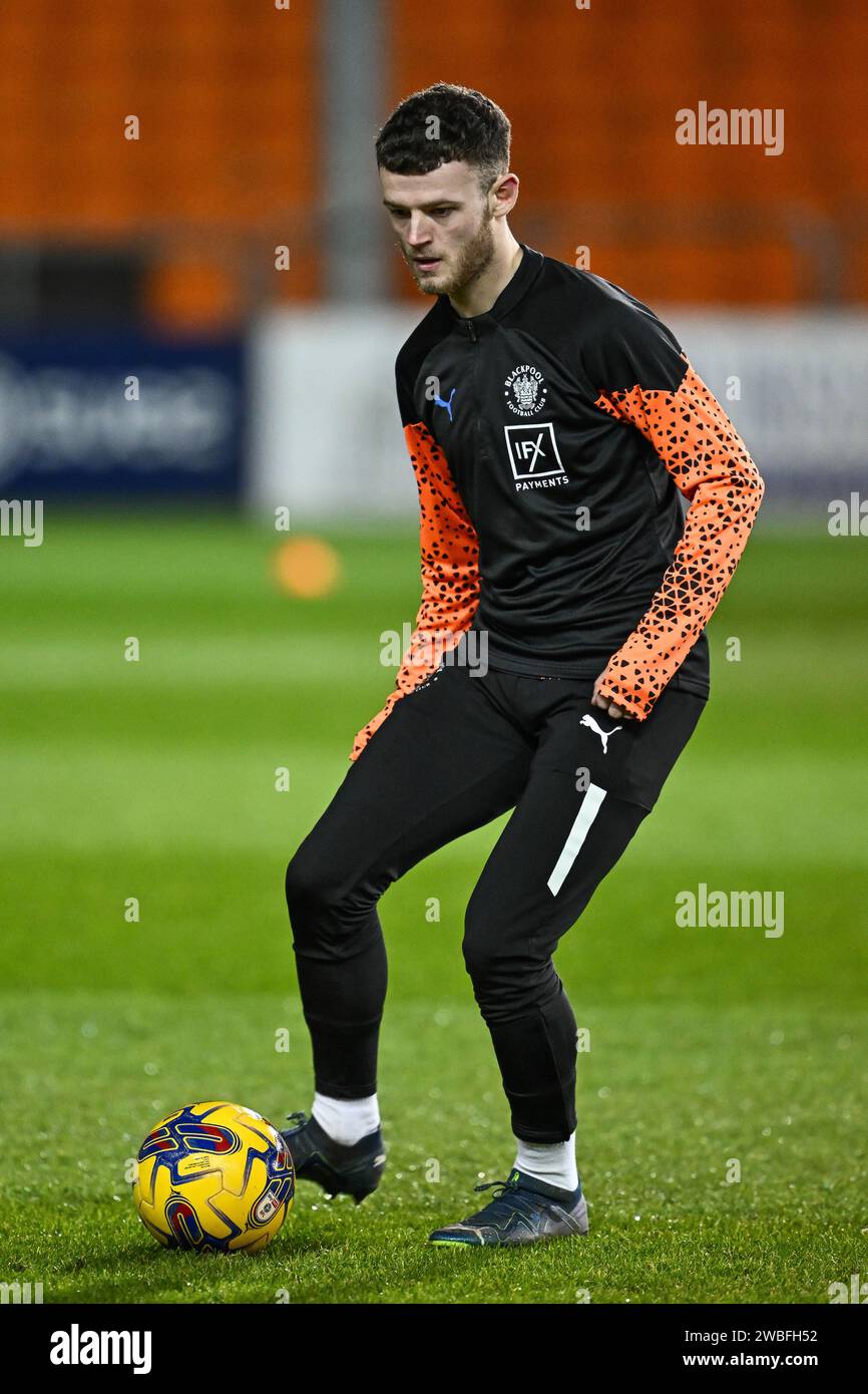 Jack Moore of Blackpool during the pre-game warmup ahead of the Bristol ...