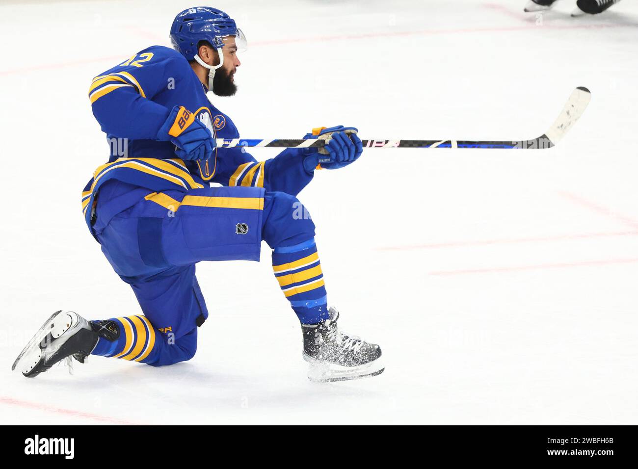 Buffalo Sabres left wing Jordan Greenway (12) takes a shot during the ...