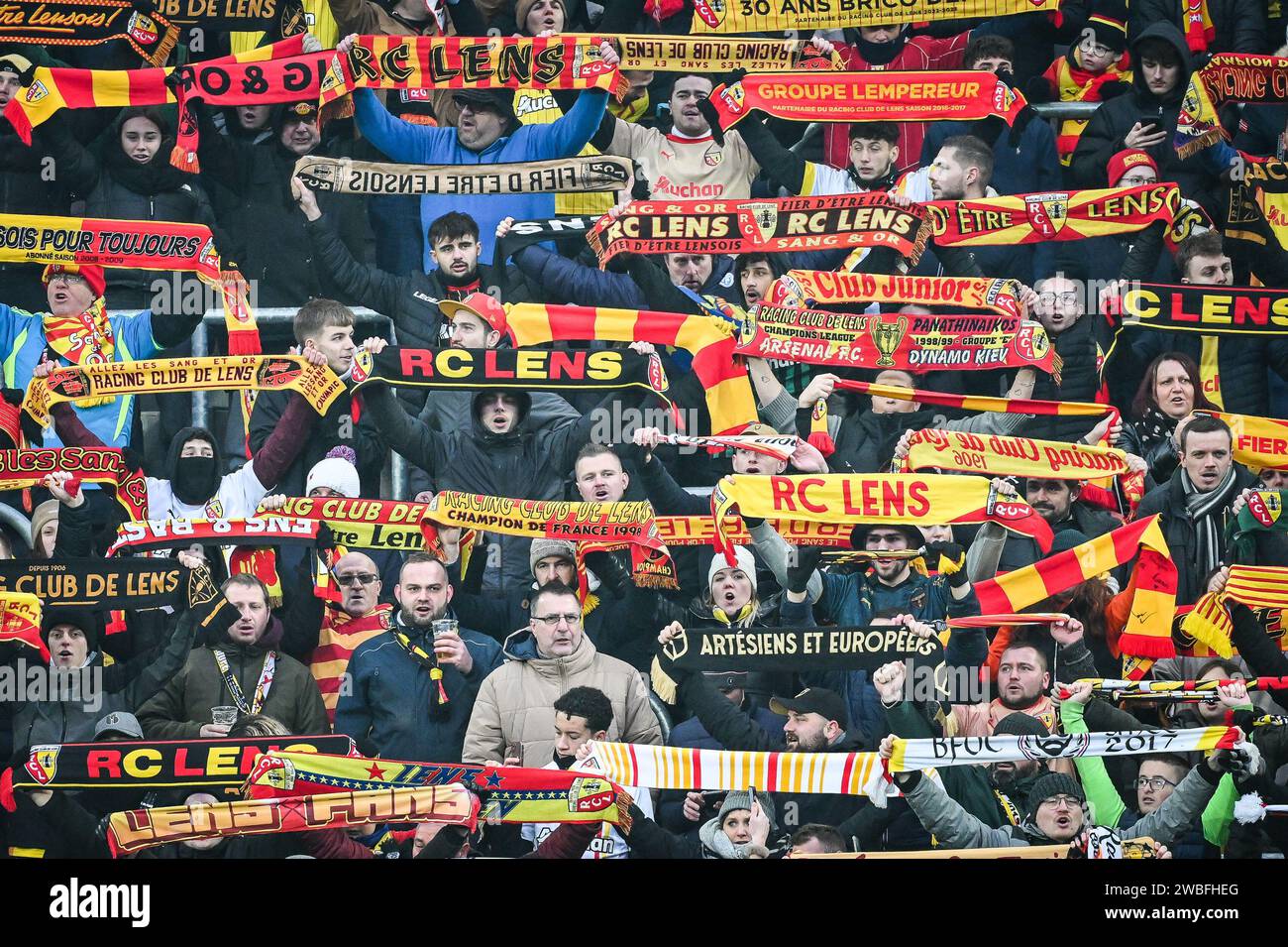 Lens, France. 07th Jan, 2024. Supporters of Lens during the French Cup ...