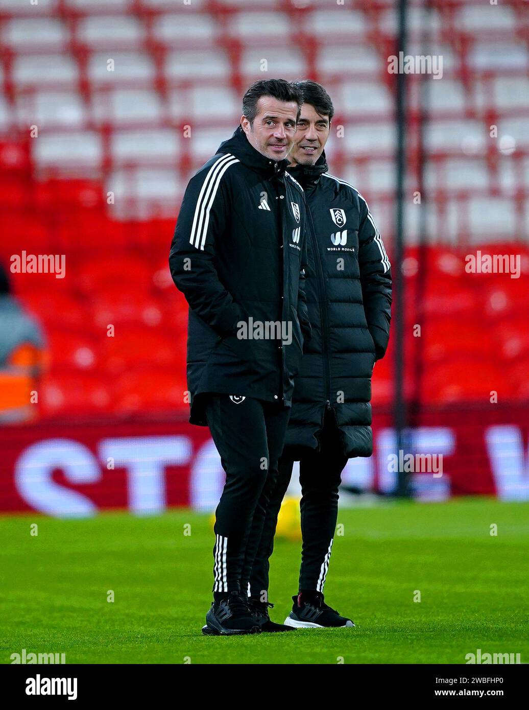 Fulham manager Marco Silva (left) and assistant coach Antonios ...