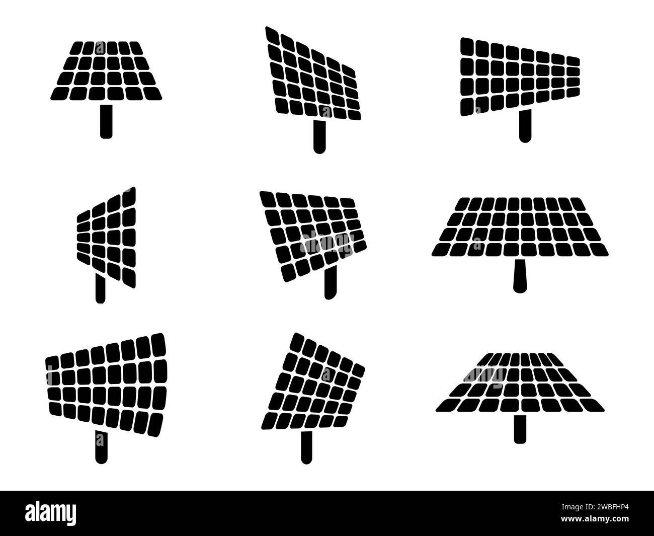 Solar panel icon set isolated on white background. Solar panels of ...