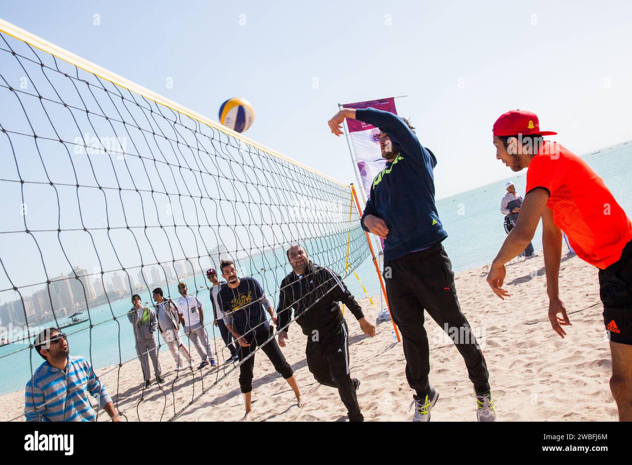 Doha, Qatar-February 14, 2016: Beach volleyball on the occasion of Qatar National Sports ...
