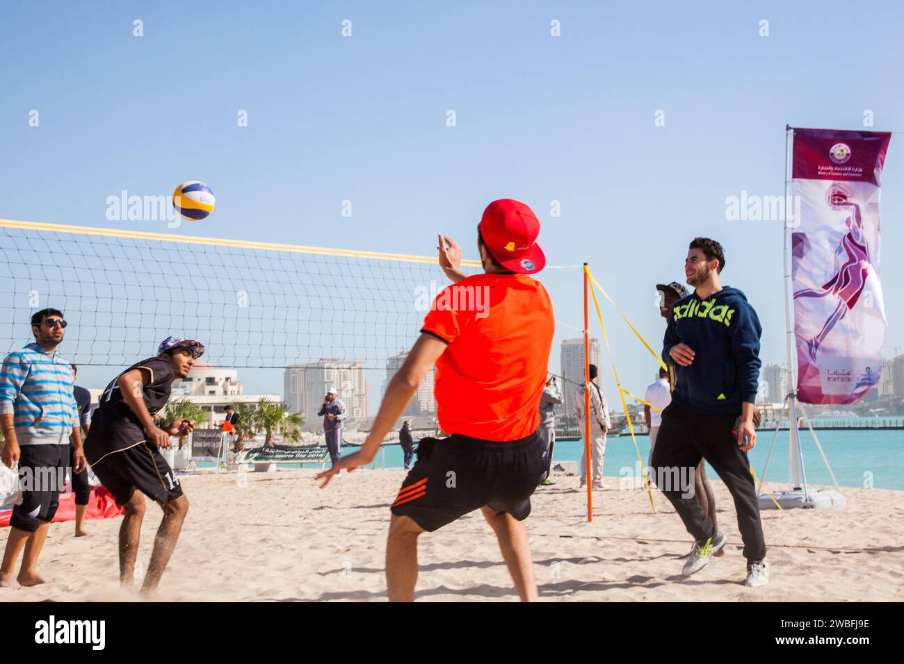 Doha, Qatar-February 14, 2016: Beach volleyball on the occasion of Qatar National Sports ...