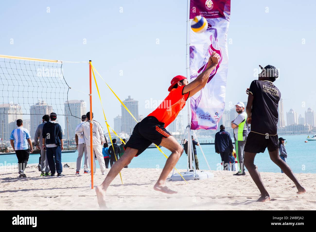 Doha, Qatar-February 14, 2016: Beach volleyball on the occasion of Qatar National Sports ...