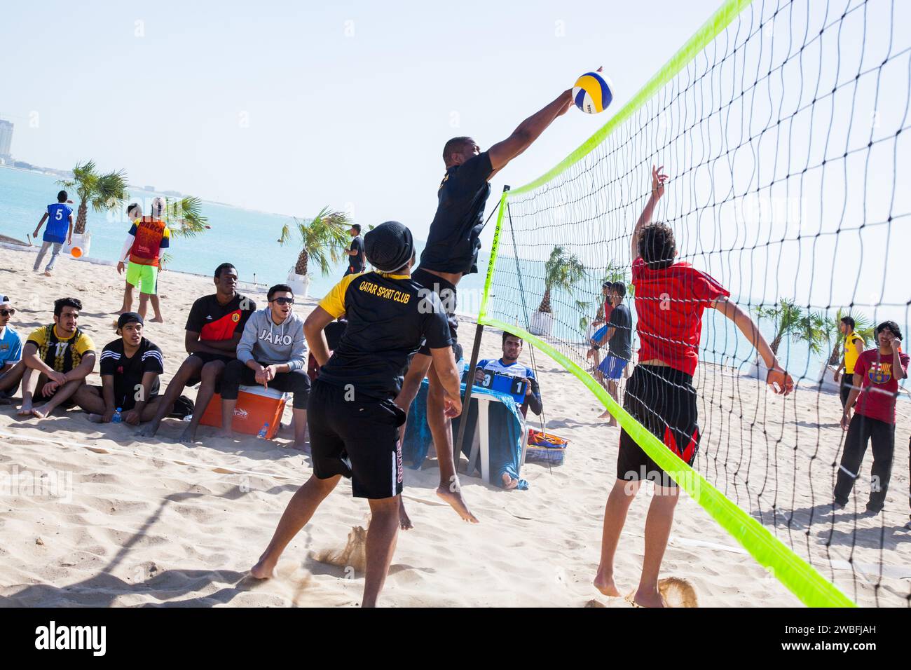 Doha, Qatar-February 14, 2016: Beach volleyball on the occasion of Qatar National Sports ...