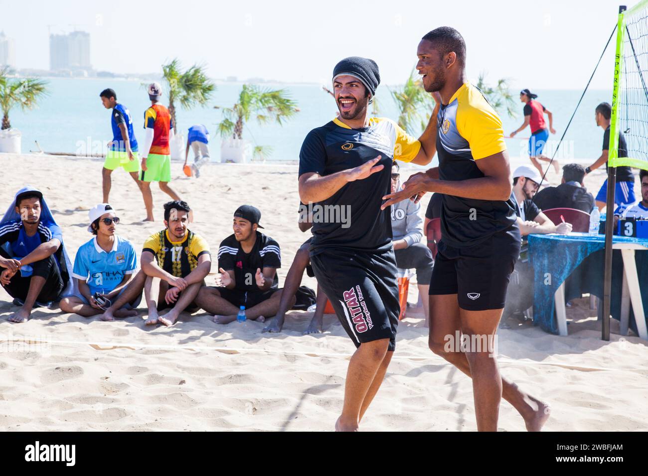 Doha, Qatar-February 14, 2016: Beach volleyball on the occasion of Qatar National Sports ...