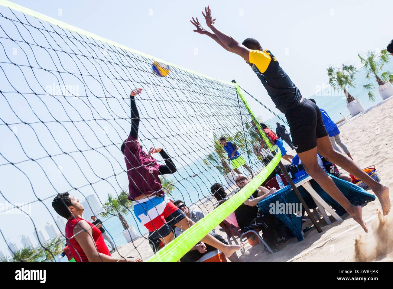 Doha, Qatar-February 14, 2016: Beach volleyball on the occasion of Qatar National Sports ...