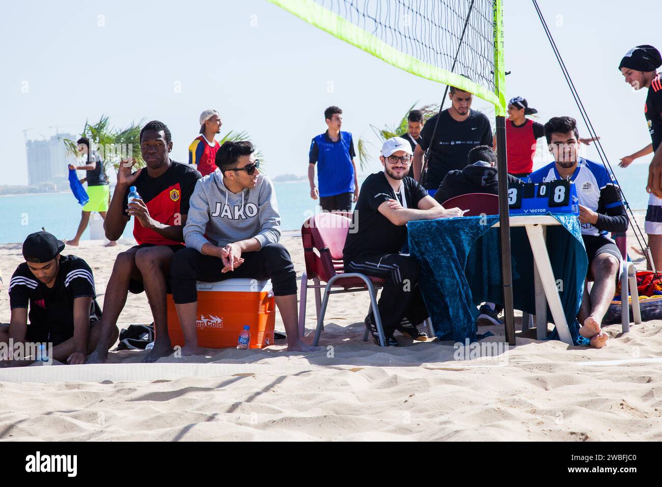 Doha, Qatar-February 14, 2016: Beach volleyball on the occasion of Qatar National Sports ...