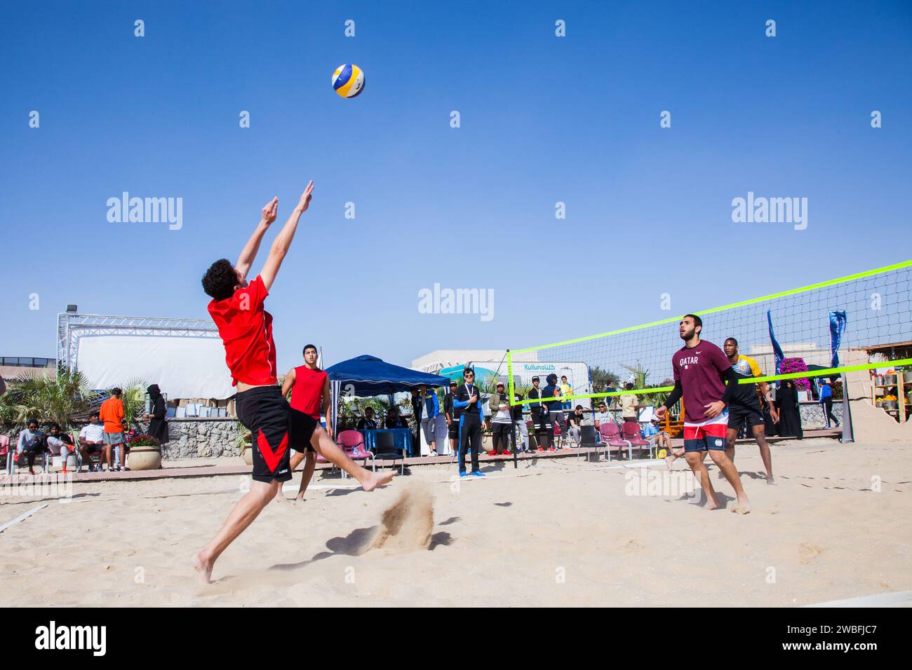 Doha, Qatar-February 14, 2016: Beach volleyball on the occasion of Qatar National Sports ...