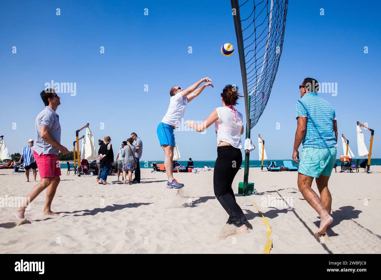 Doha, Qatar-February 14, 2016: Beach volleyball on the occasion of Qatar National Sports ...