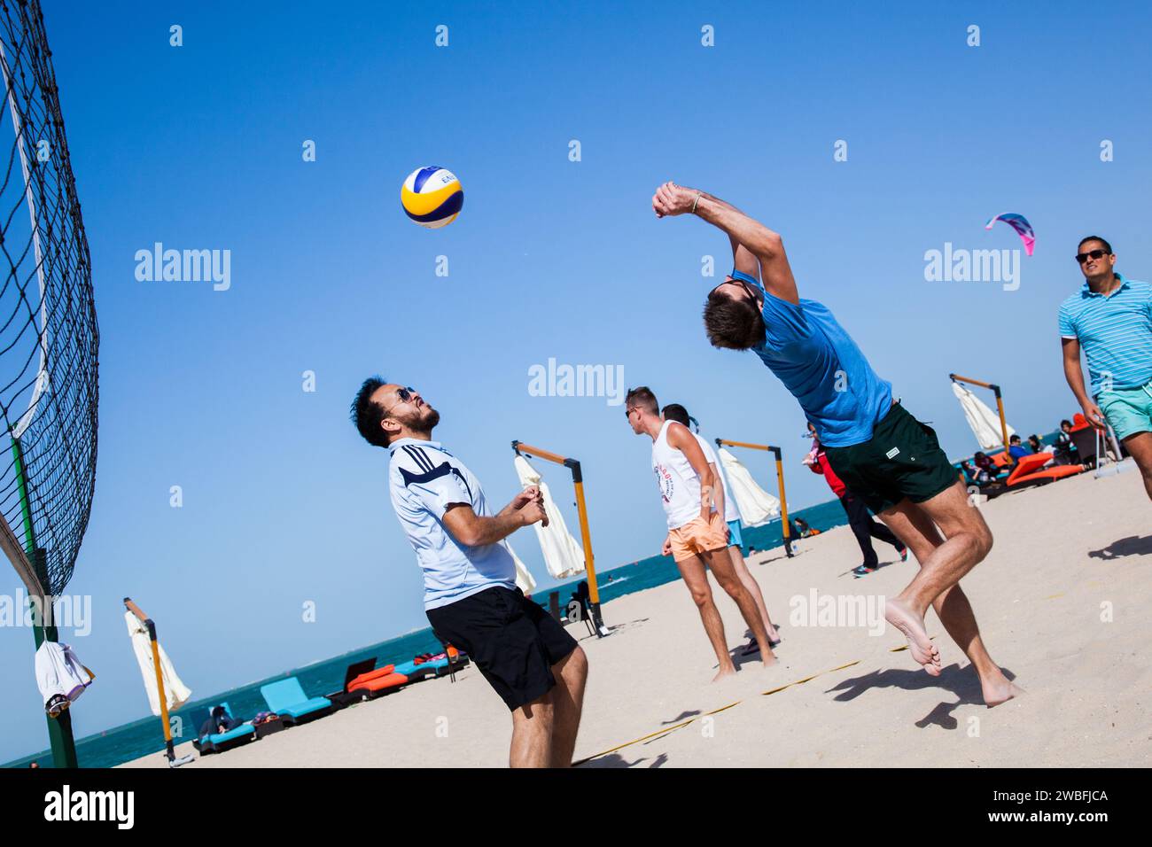 Doha, Qatar-February 14, 2016: Beach volleyball on the occasion of Qatar National Sports ...