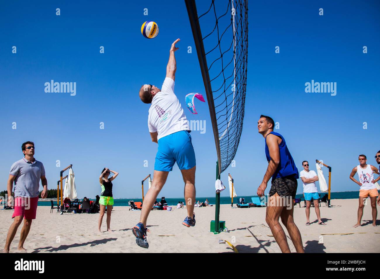 Doha, Qatar-February 14, 2016: Beach volleyball on the occasion of Qatar National Sports ...