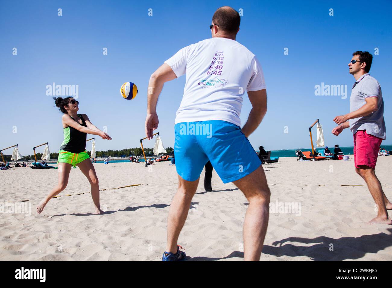 Doha, Qatar-February 14, 2016: Beach volleyball on the occasion of Qatar National Sports ...