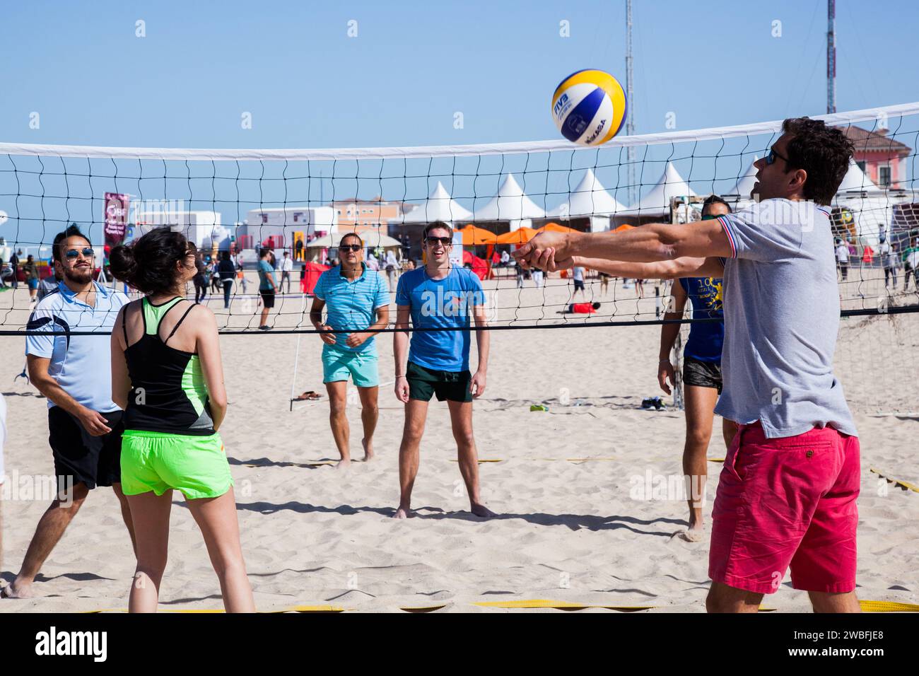 Doha, Qatar-February 14, 2016: Beach volleyball on the occasion of Qatar National Sports ...