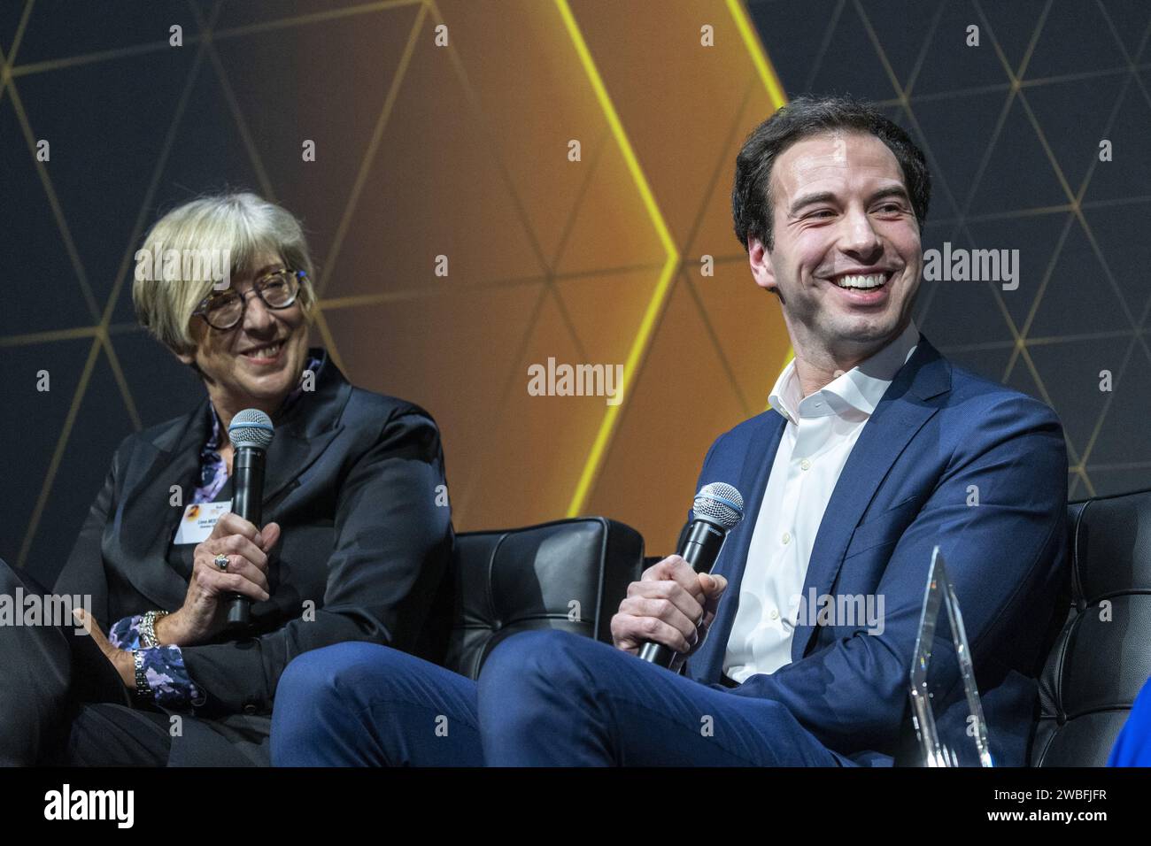 Brussels, Belgium. 10th Jan, 2024. Euroclear's Lieve Mostrey and ...