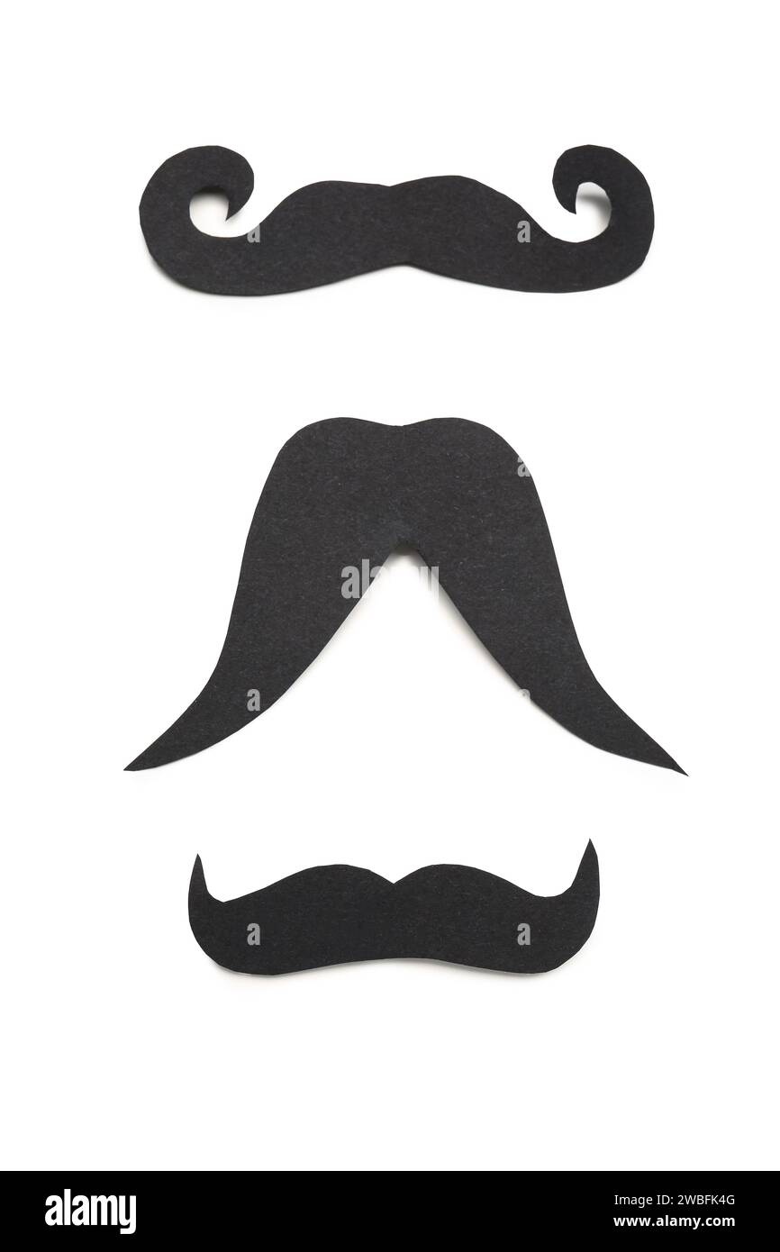 Set of paper mustaches isolated on white background Stock Photo - Alamy