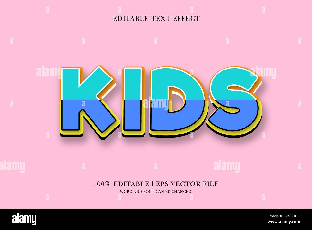 Kids editable 3d text effect for vector illustration Stock Vector Image ...