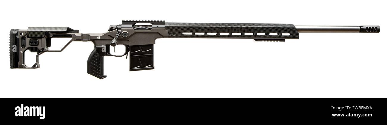 Modern bolt carbine isolated on white background. Weapons for sports ...