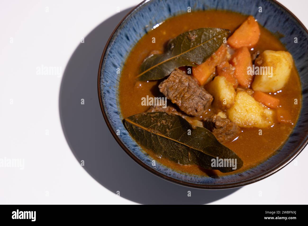 Close up image of traditional and nutritive hot meal, beef stew ...